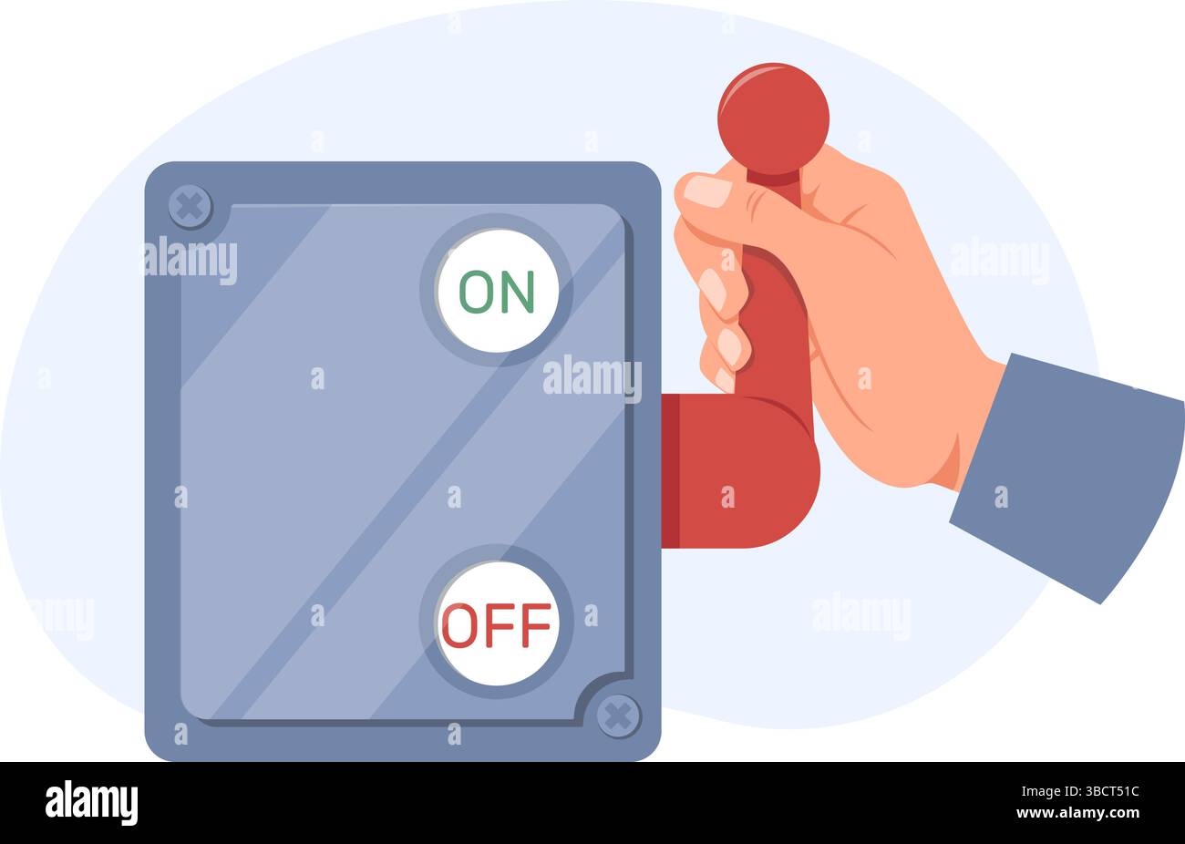 Switching on electric lever switch. Electricity supplying. Electric ...