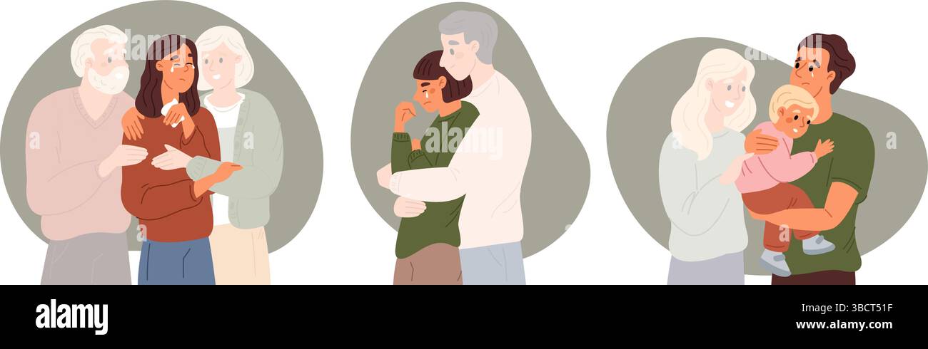 Woman hugging father unhappy Cut Out Stock Images & Pictures - Alamy