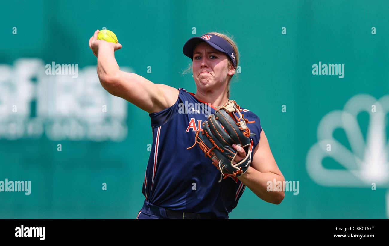Auburn catcher Anna Wohlers (22) warms up before an NCAA regional ...