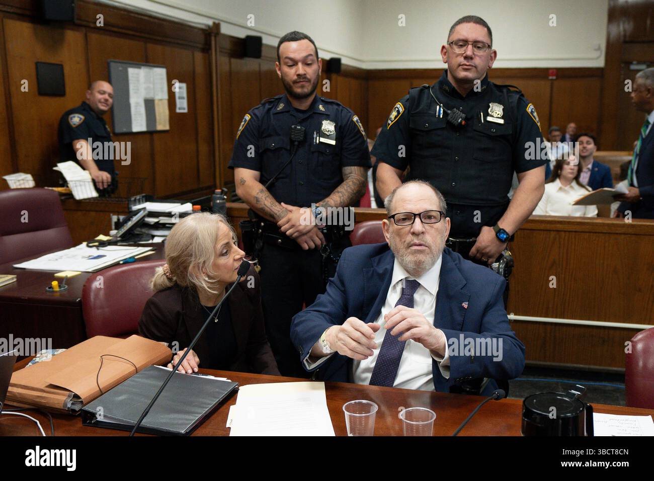 Harvey Weinstein attends his retrial in a Manhattan court, Wednesday, May 21, 2025, in New York ...