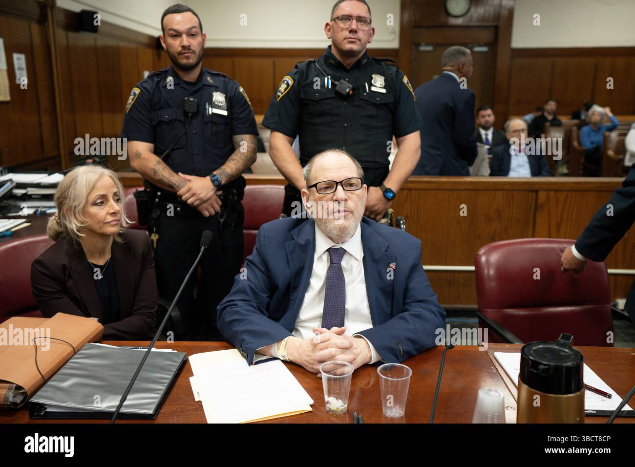 Harvey Weinstein attends his retrial in a Manhattan court, Wednesday ...