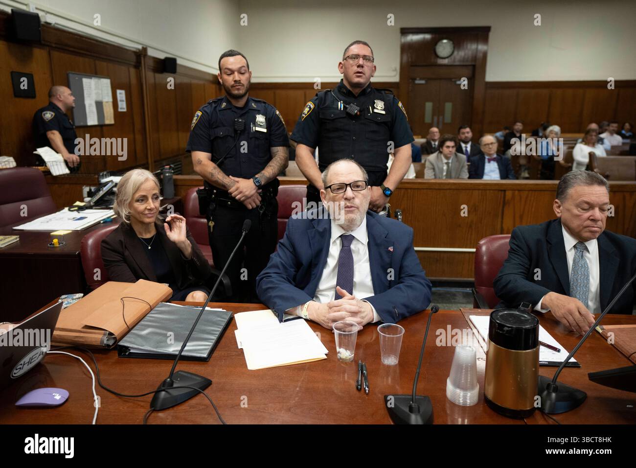Harvey Weinstein attends his retrial in a Manhattan court, Wednesday, May 21, 2025, in New York ...