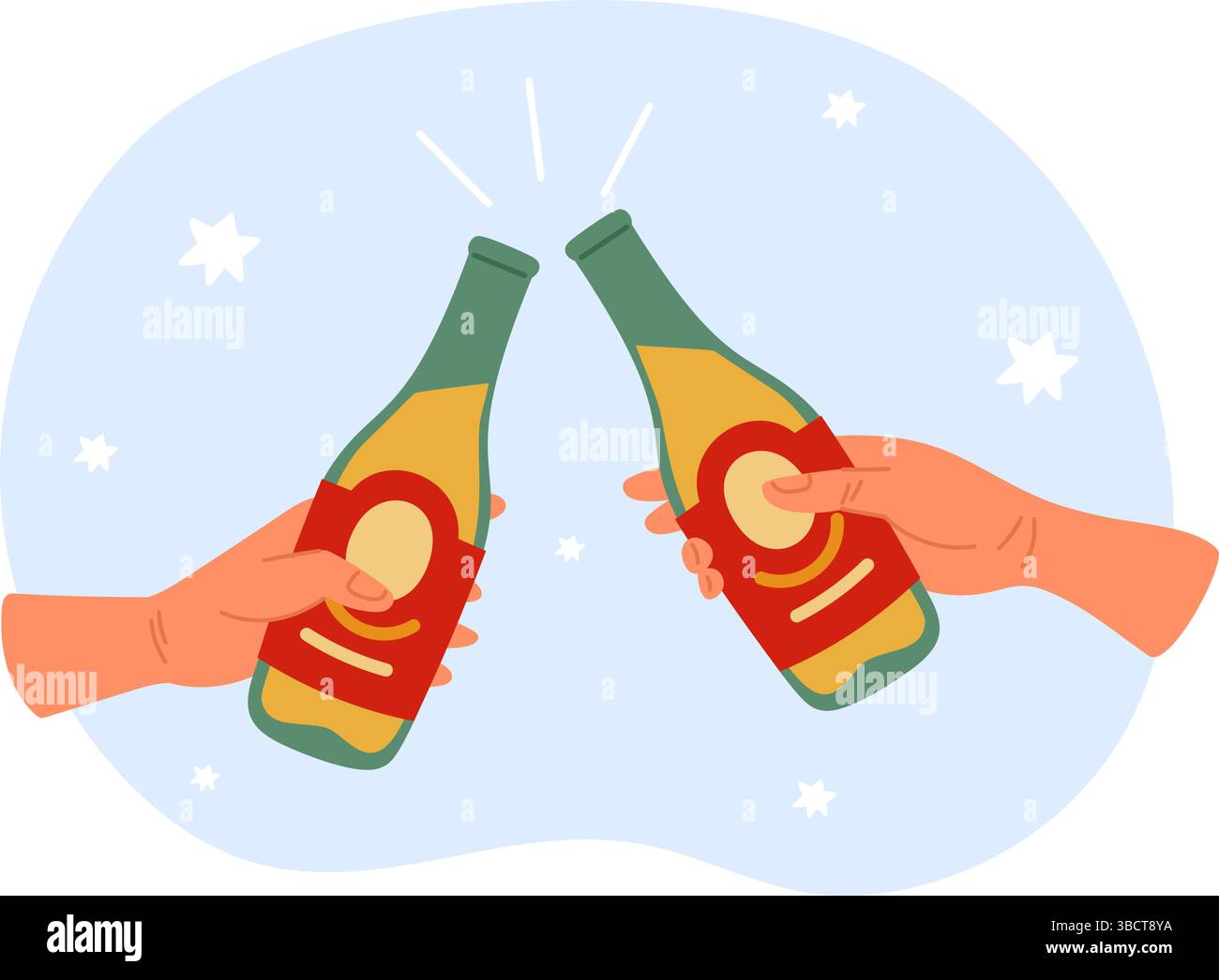 Two hands clink bottles beer hi-res stock photography and images - Alamy