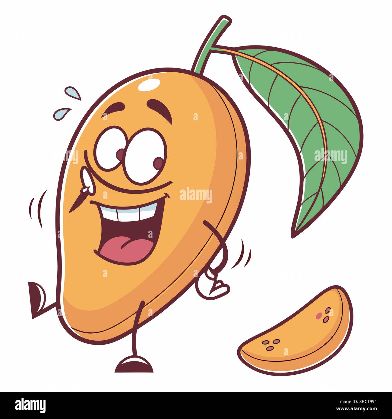 Funny Mango Cartoon Vector Illustration, Cute Tropical Fruit Character ...