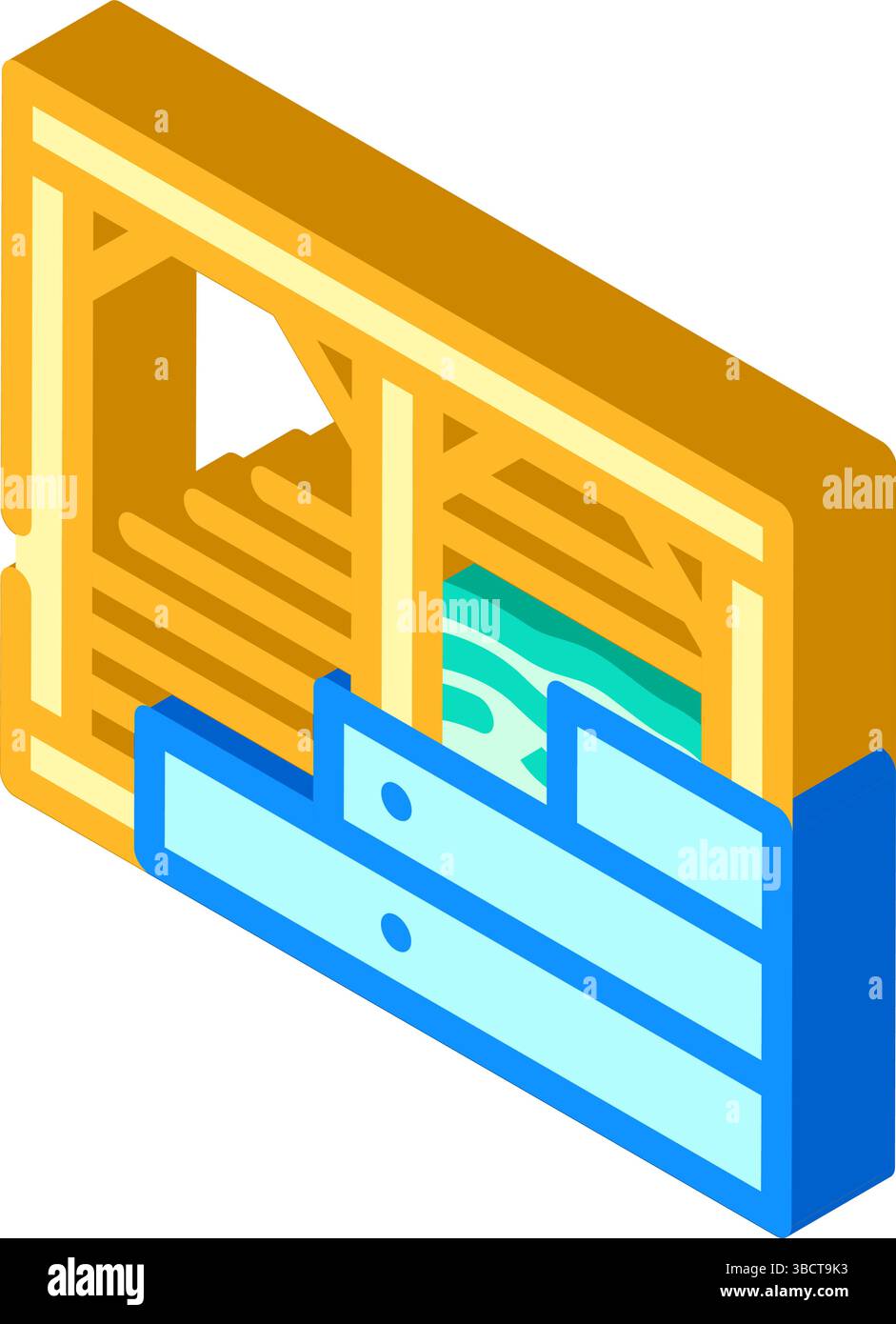 building frame walls wood frame house isometric icon vector ...
