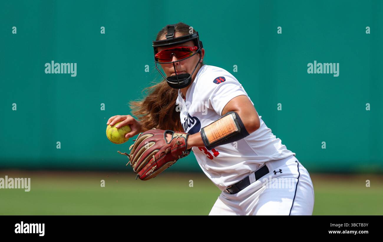 Robert Morris infielder Anna Resnik (31) warms up before an NCAA ...