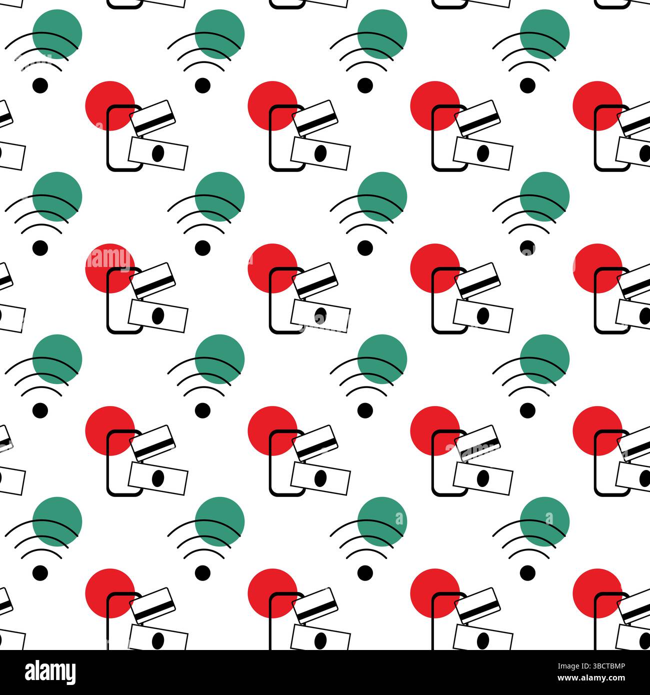 Wi-Fi sign and Smartphone Minimalistic Icons Seamless Pattern Shopping ...