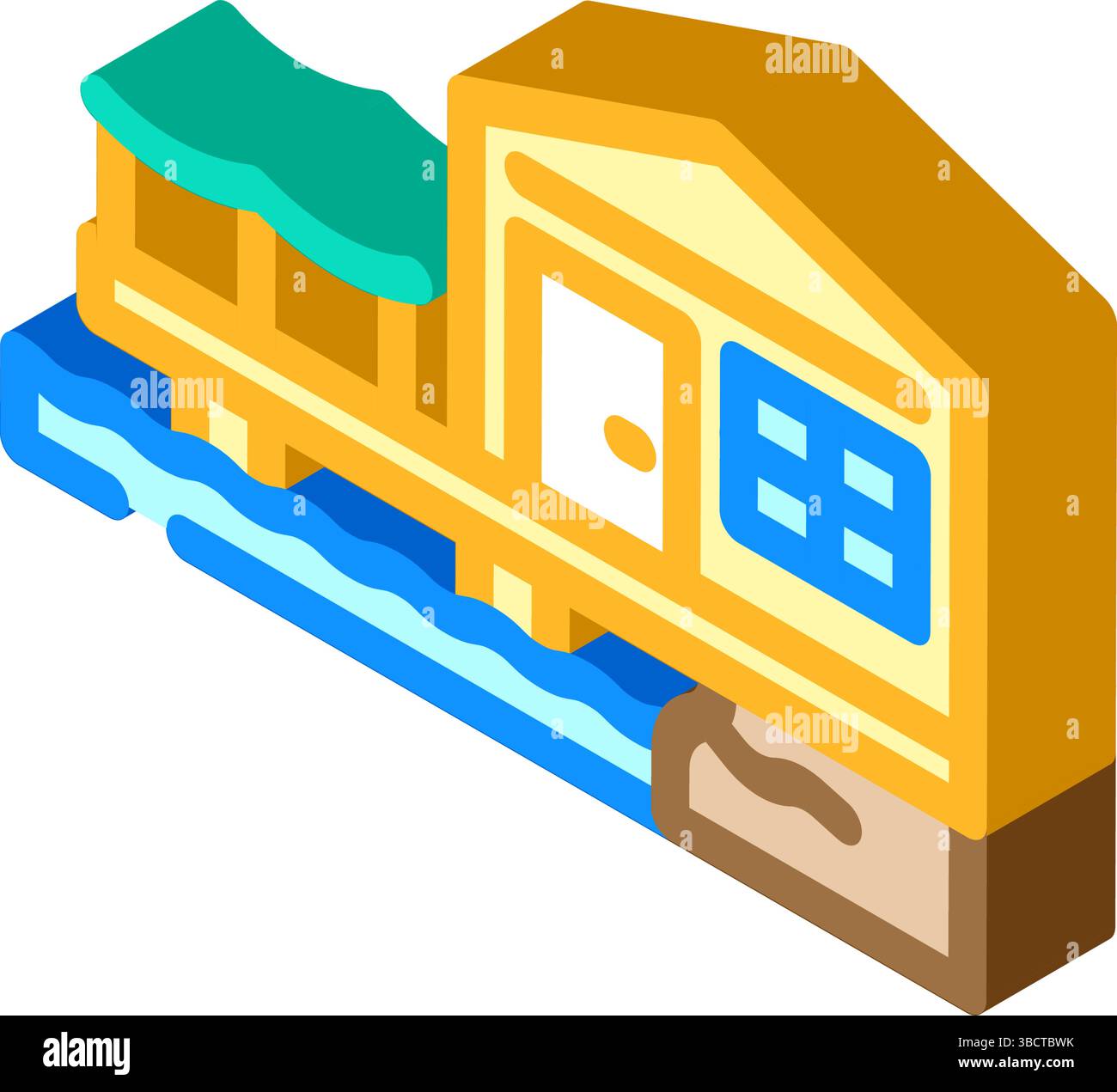 lakeside cabin wooden isometric icon vector illustration Stock Vector ...