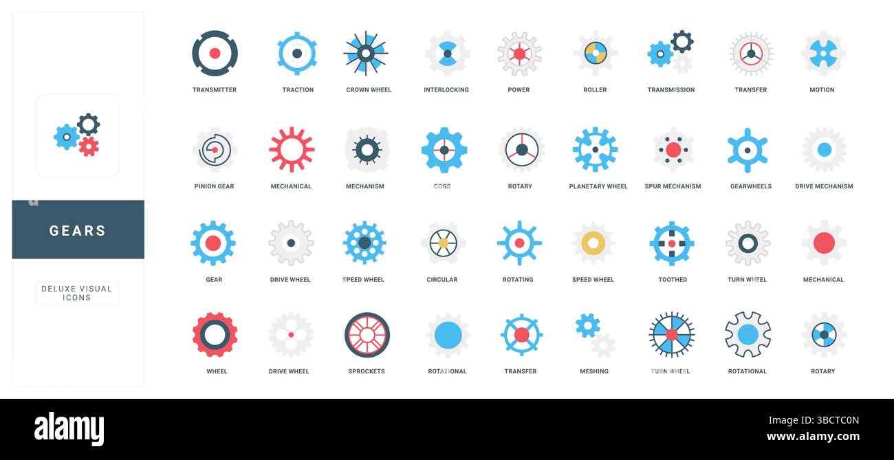 Gears of settings and business progress, mechanical parts of system and ...