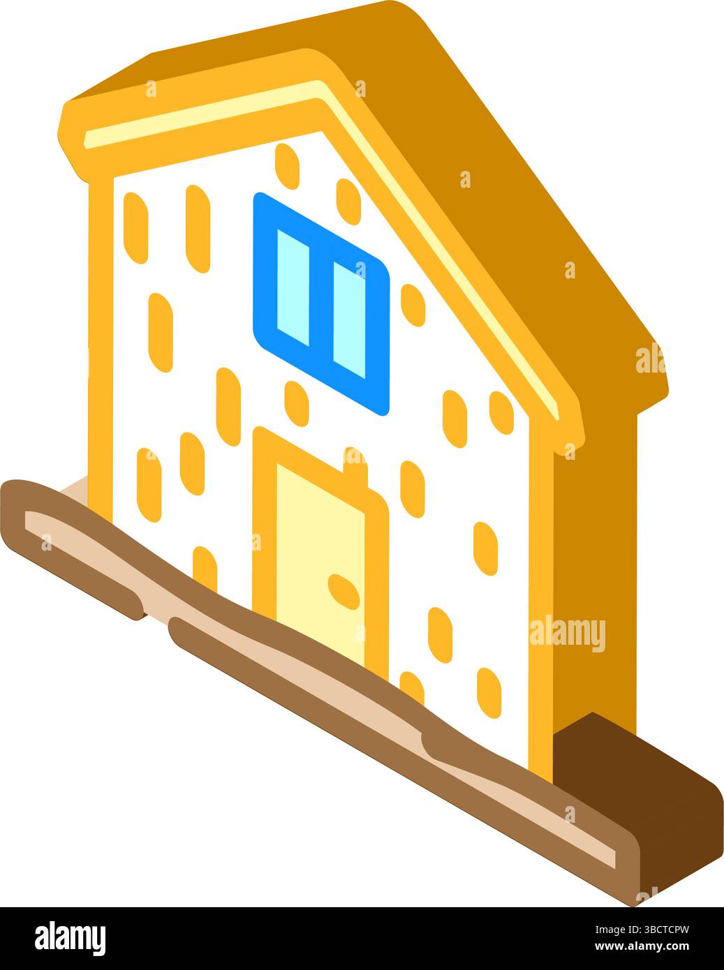 scandinavian style wood cabin isometric icon vector illustration Stock ...