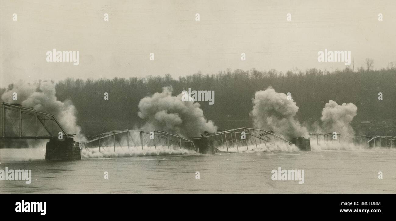 Antique photograph, destruction of the Conowingo Bridge over the ...