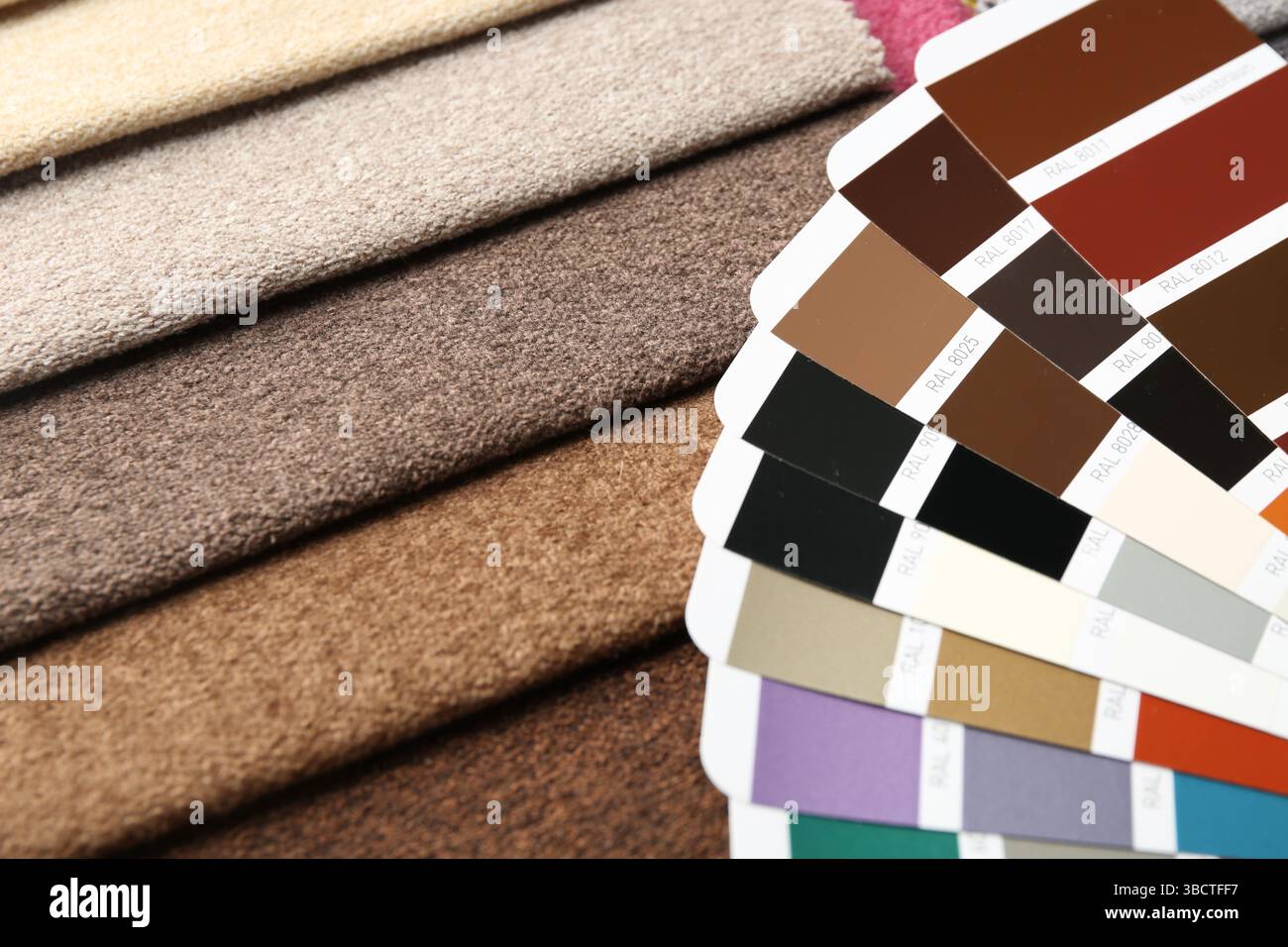 Samples of colorful fabrics and color palettes, closeup Stock Photo - Alamy