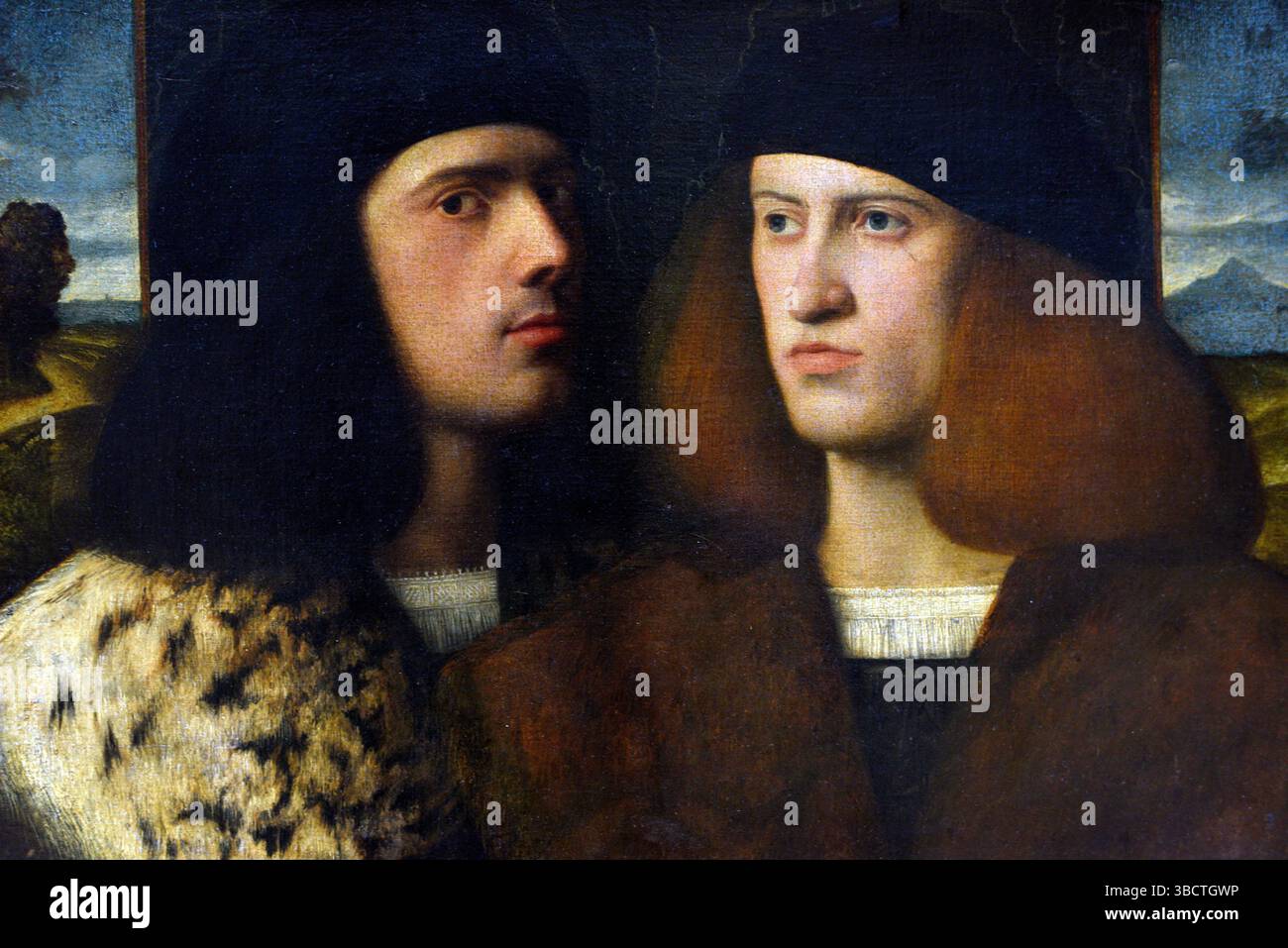 Portrait of two young men. 16 th century. Renaissance. Unknow artist ...