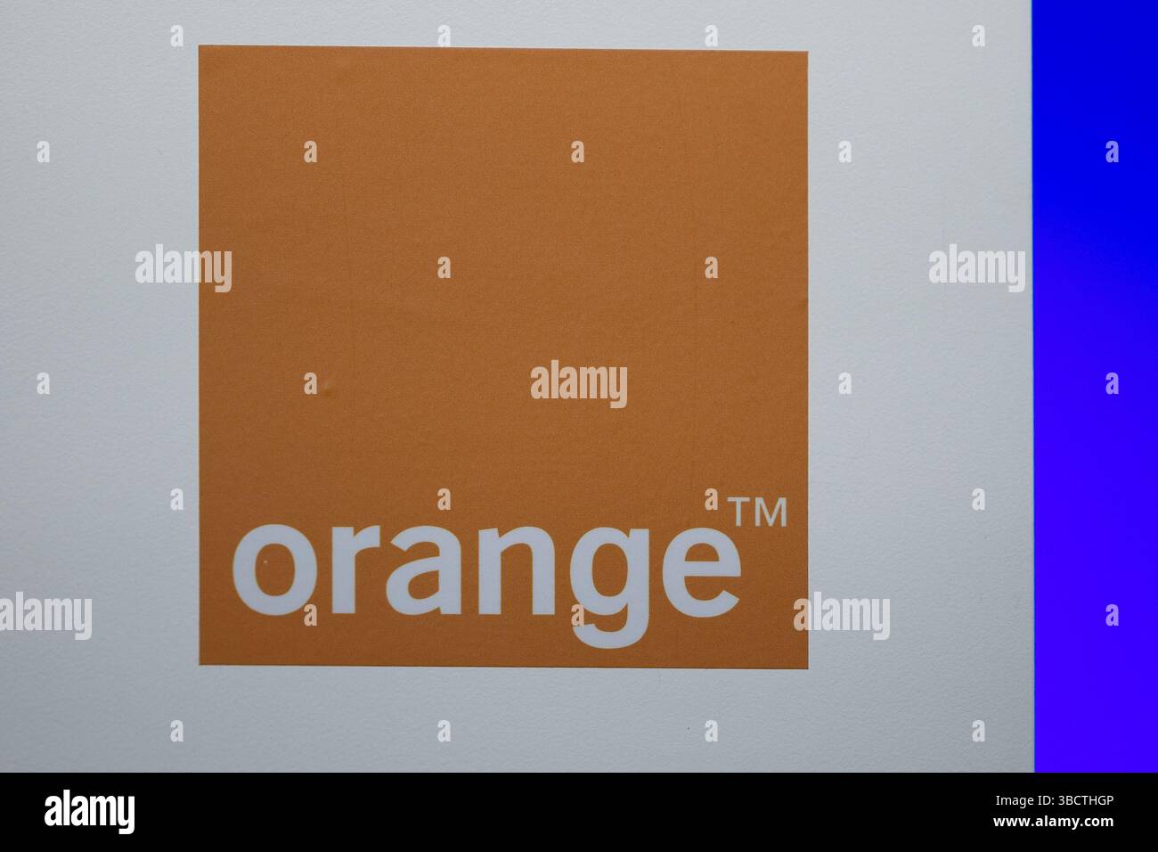 Orange logo during the Annual General Meeting of Orange, in Paris on ...