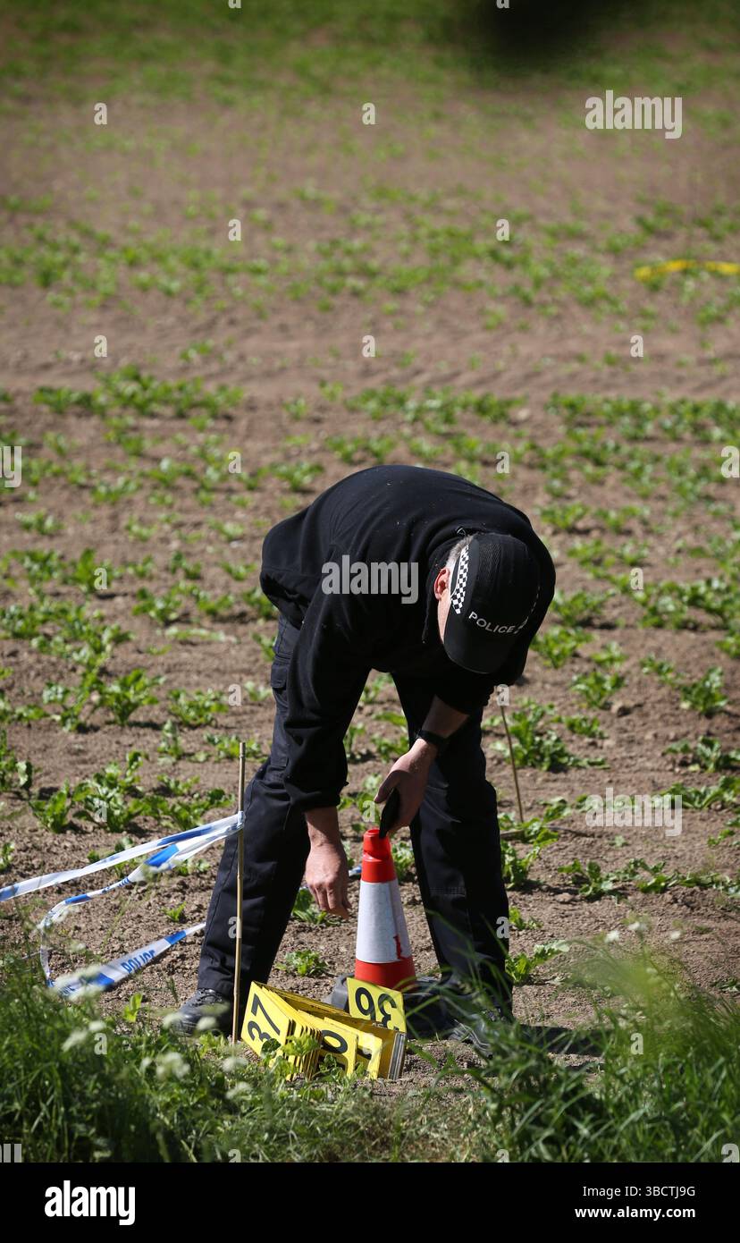 Wisbech, Norfolk, UK. 21st May, 2025. Yellow numbers are placed next to ...