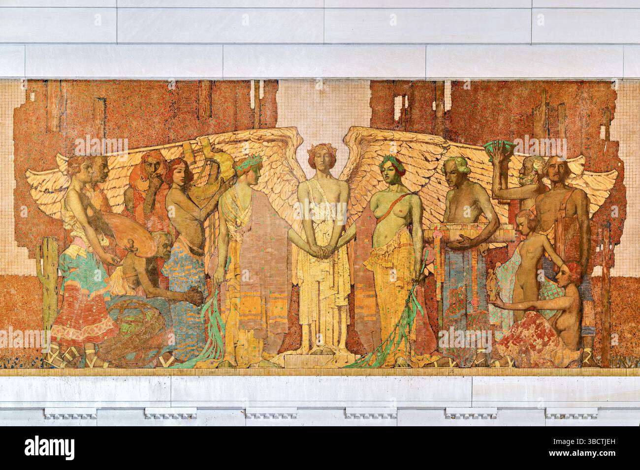 Above each of the Lincoln Memorial Inscriptions is a 60' x 12' mural ...