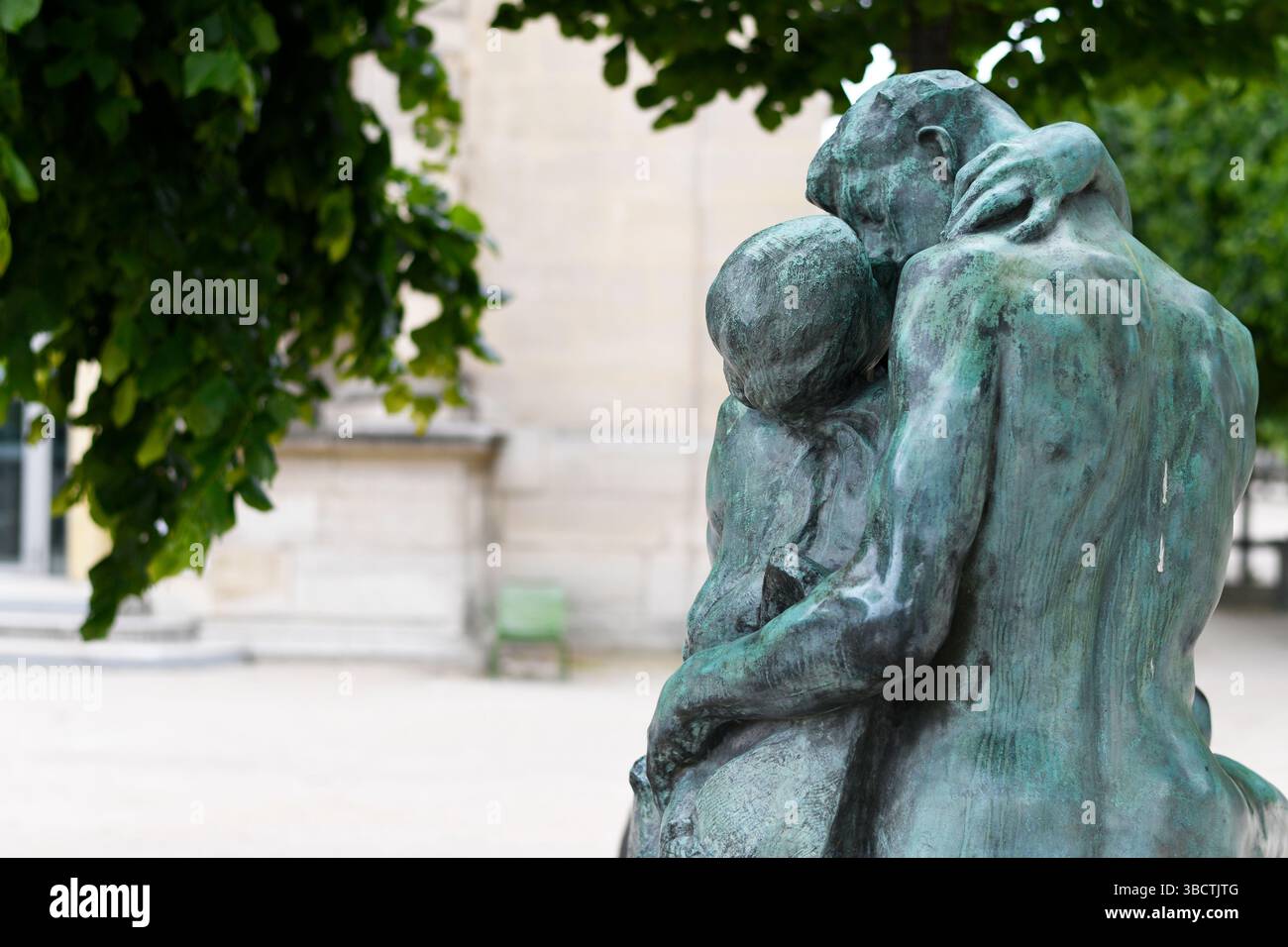 The Kiss, marble sculpture by Rodin, outside the Musee de l'Orangerie ...