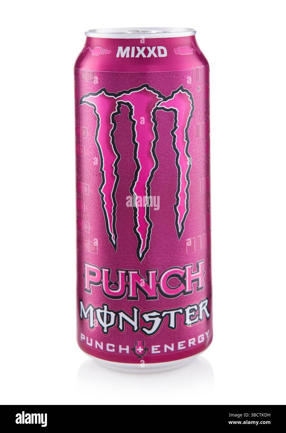 LONDON,UK - MARCH 12, 2025: Monster MIXXD Punch energy soft drink for ...