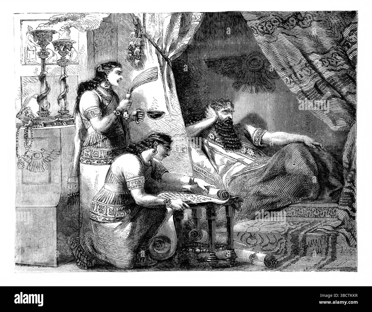 Bible stories illustration king ahasuerus hi-res stock photography and ...