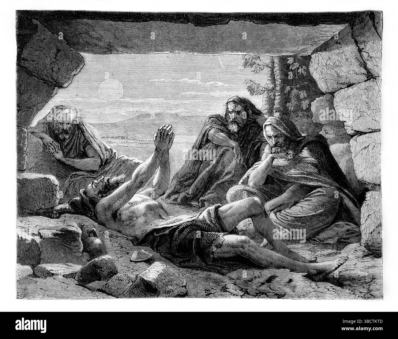 Illustration of Job Supplicating - Job's friends at Night - Job's ...