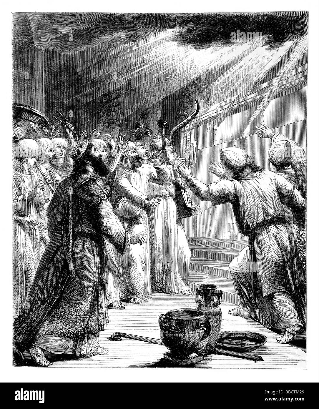 Illustration of Solomon and the priests and Levites before the Altar of ...