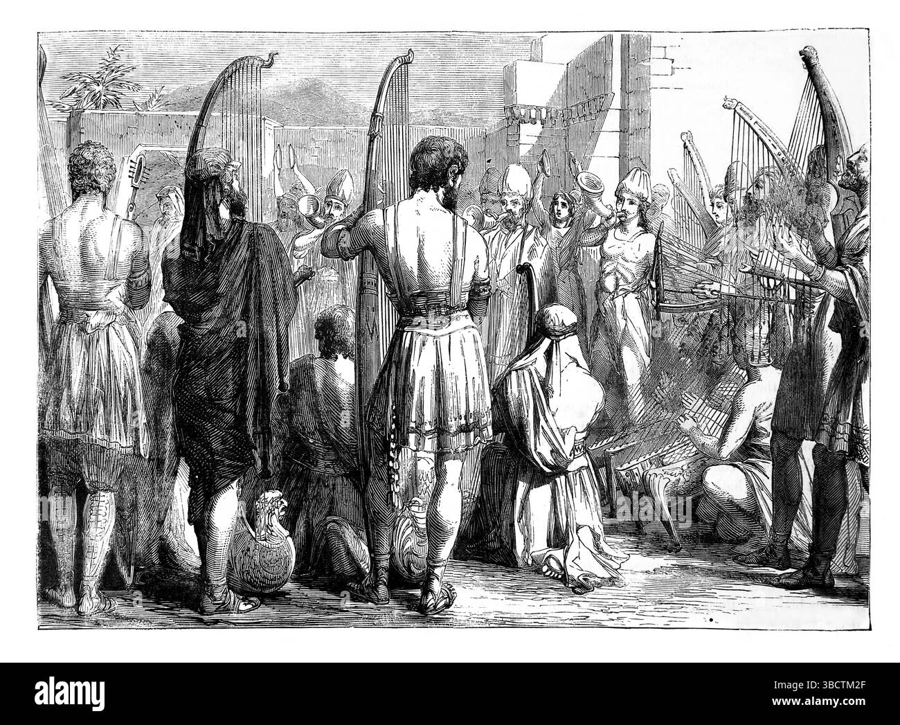 Illustration of Psalm XXVIII 1-3 " Praise ye the Lord on the Harp"from ...