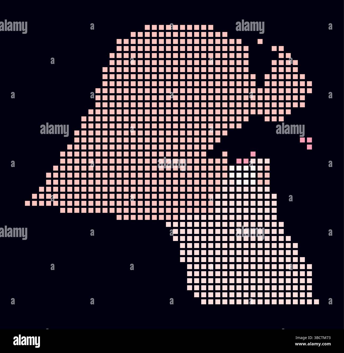 Kuwait dotted map. Digital style map of the country on dark background ...
