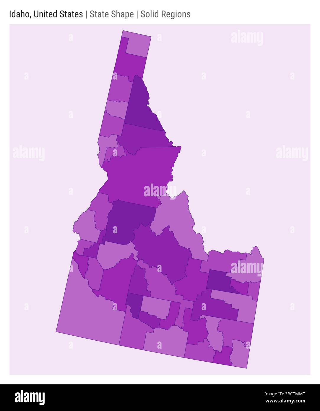 Idaho, United States. Simple vector map. State shape. Solid Regions ...