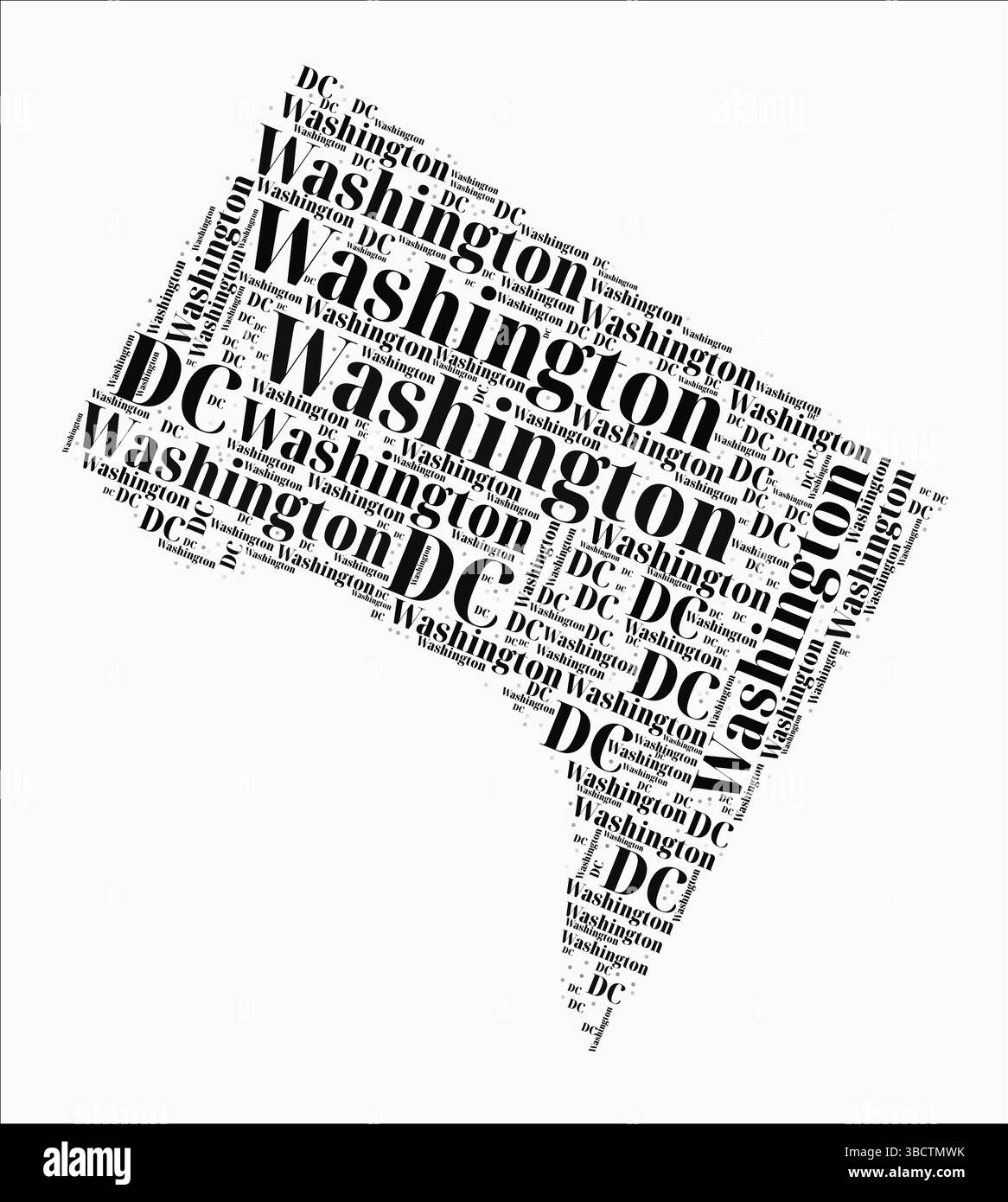 District of Columbia text style counties. State region names word ...