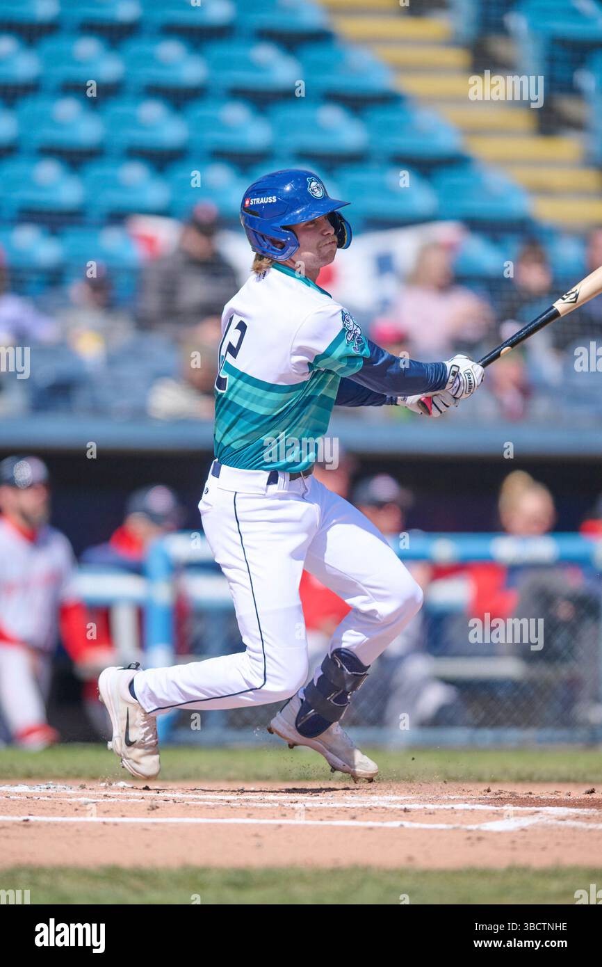 Asheville Tourists Walker Janek (12) swings at a pitch during the ...