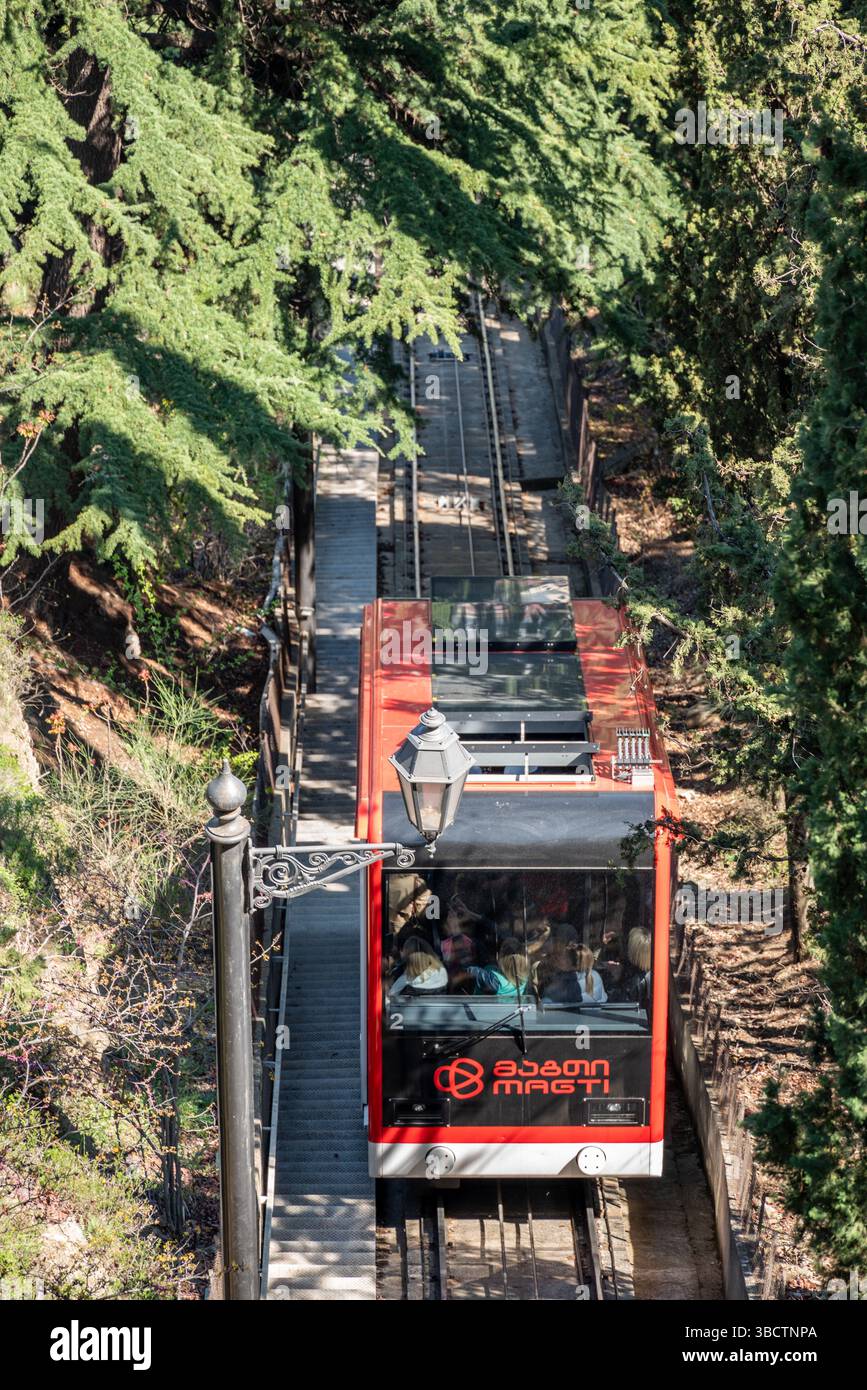 Funicular railway linking downtown Tbilisi with Mtatsminda Park ...