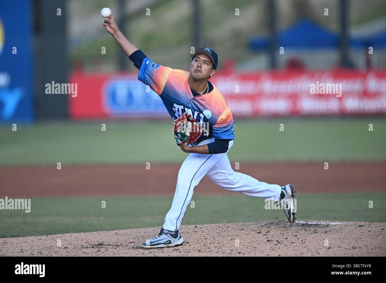 Asheville Tourists starting pitcher Alain Pena (28) delivers a pitch during a game against the ...