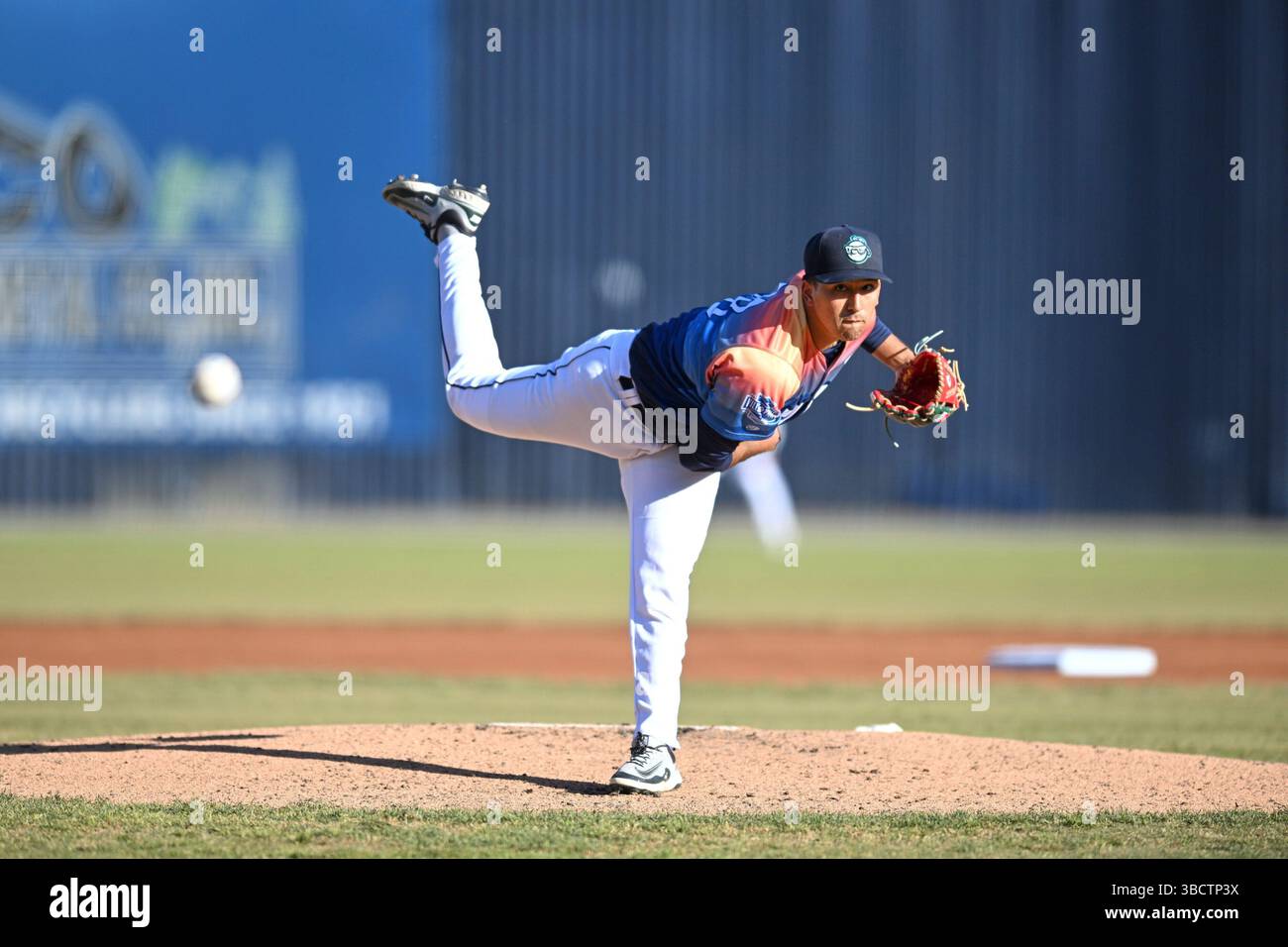 Asheville Tourists starting pitcher Alain Pena (28) delivers a pitch ...