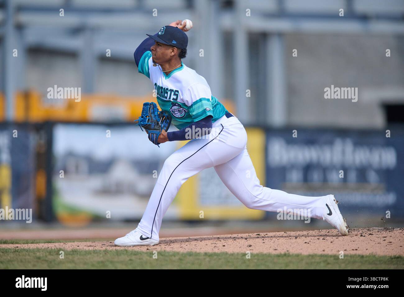 Asheville Tourists pitcher Juan Bello (22) delivers a pitch during the ...