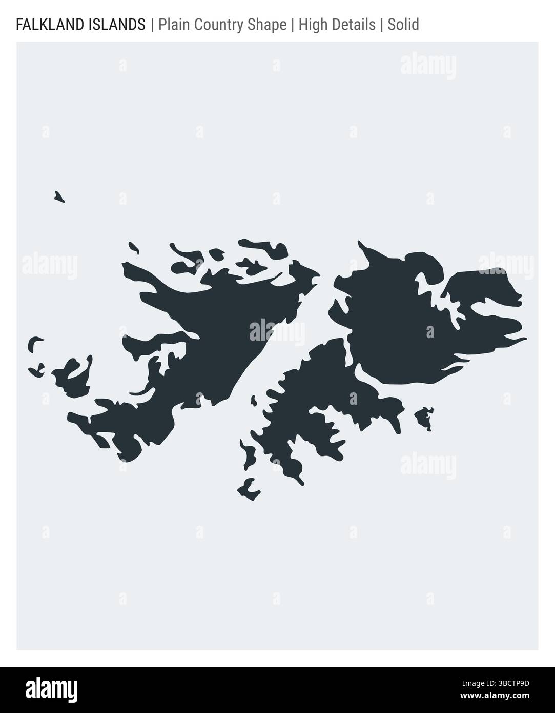Falklands plain country map. High details. Solid style. Shape of ...