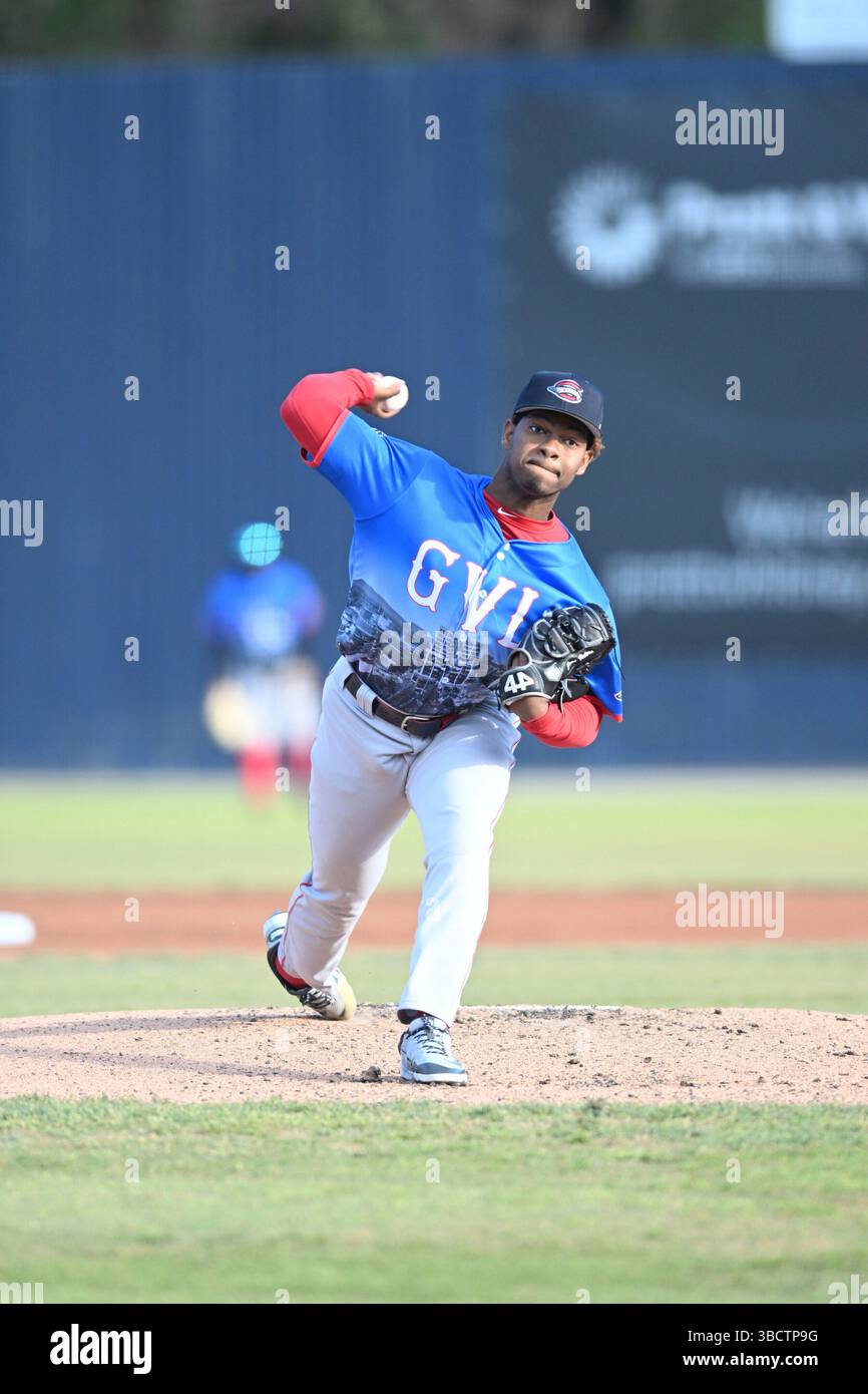 Greenville Drive starting pitcher Juan Valera (30) delivers a pitch ...
