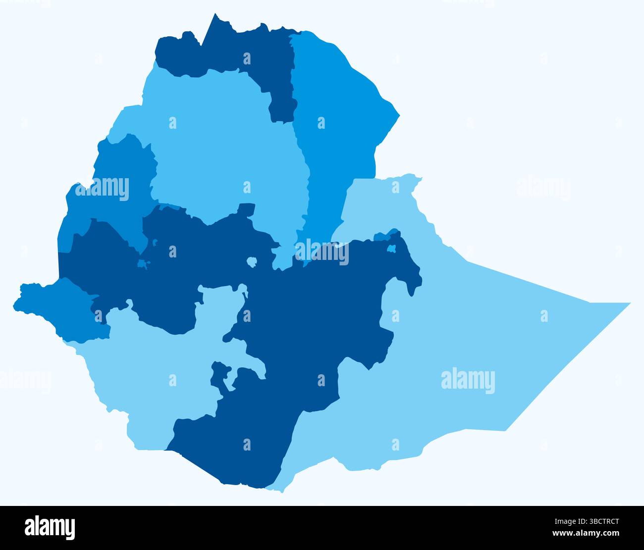 Map of Ethiopia with regions. Just a simple country border map with ...
