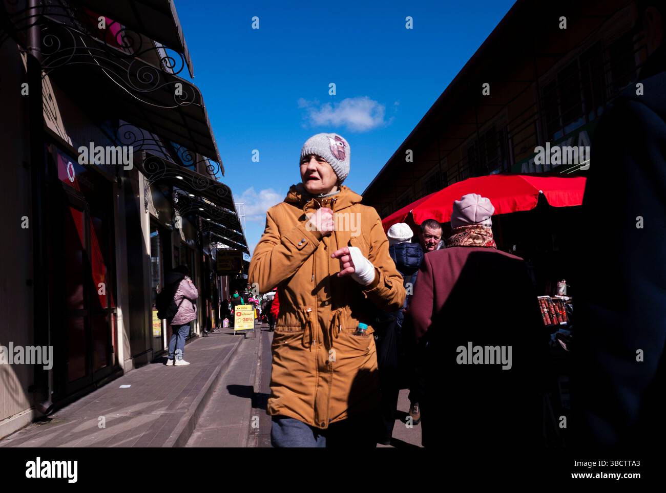 Kyiv, Ukraine - 18th May, 2025: A bustling street market fills with ...