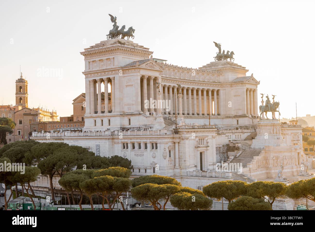 Stunning golden hour view of Altare della Patria in Rome, Italy ...