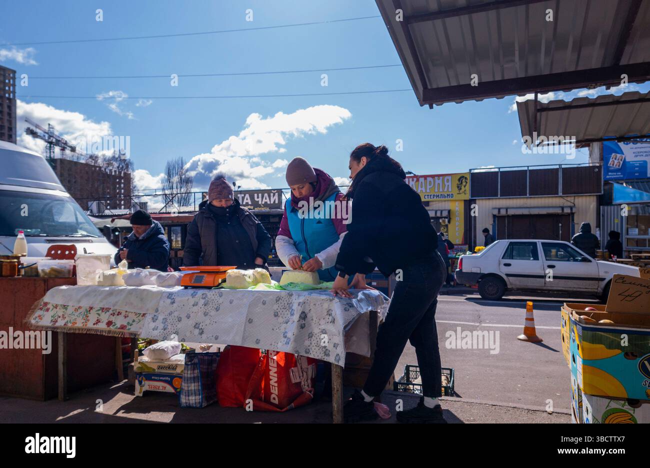 Kyiv, Ukraine - 18th May, 2025: A bustling street market in Kyiv ...