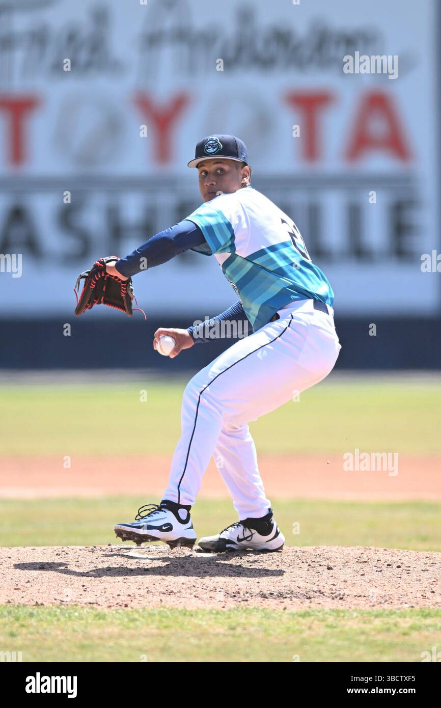 Asheville Tourists starting pitcher Anderson Brito (21) delivers a ...
