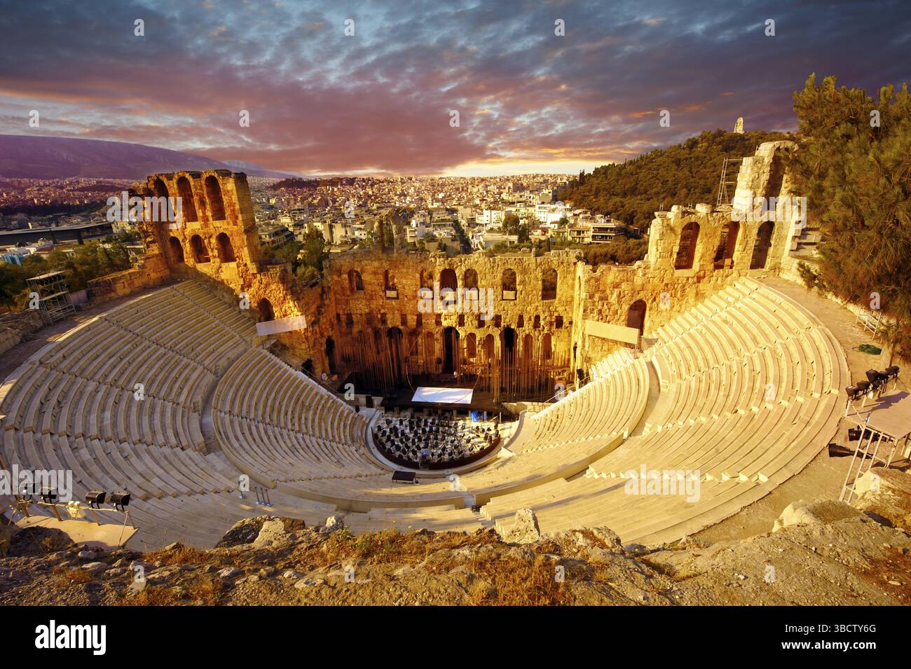 Odeon of Herodes Atticus, an amphitheater on the slopes of the Acropolis, Athens, Central Greece ...