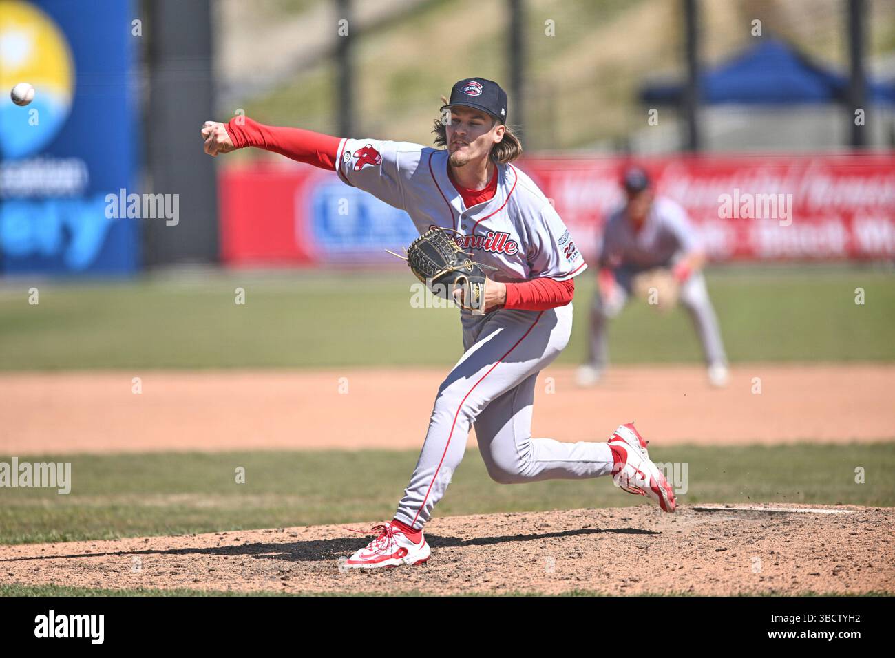 Greenville Drive pitcher Adam Smith (40) delivers a pitch during a game ...