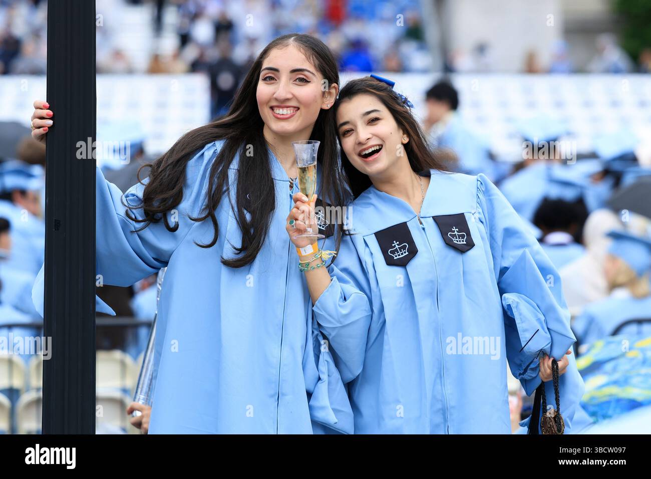 Students celebrate during the Columbia University commencement ceremony ...
