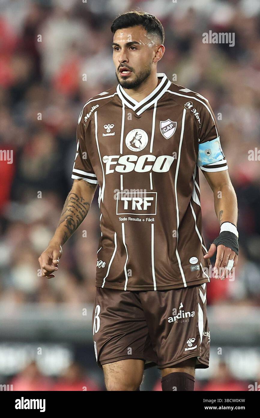 Buenos Aires, Argentina. 20th May, 2025. Platense's defender Ignacio Vazquez looks on during the ...