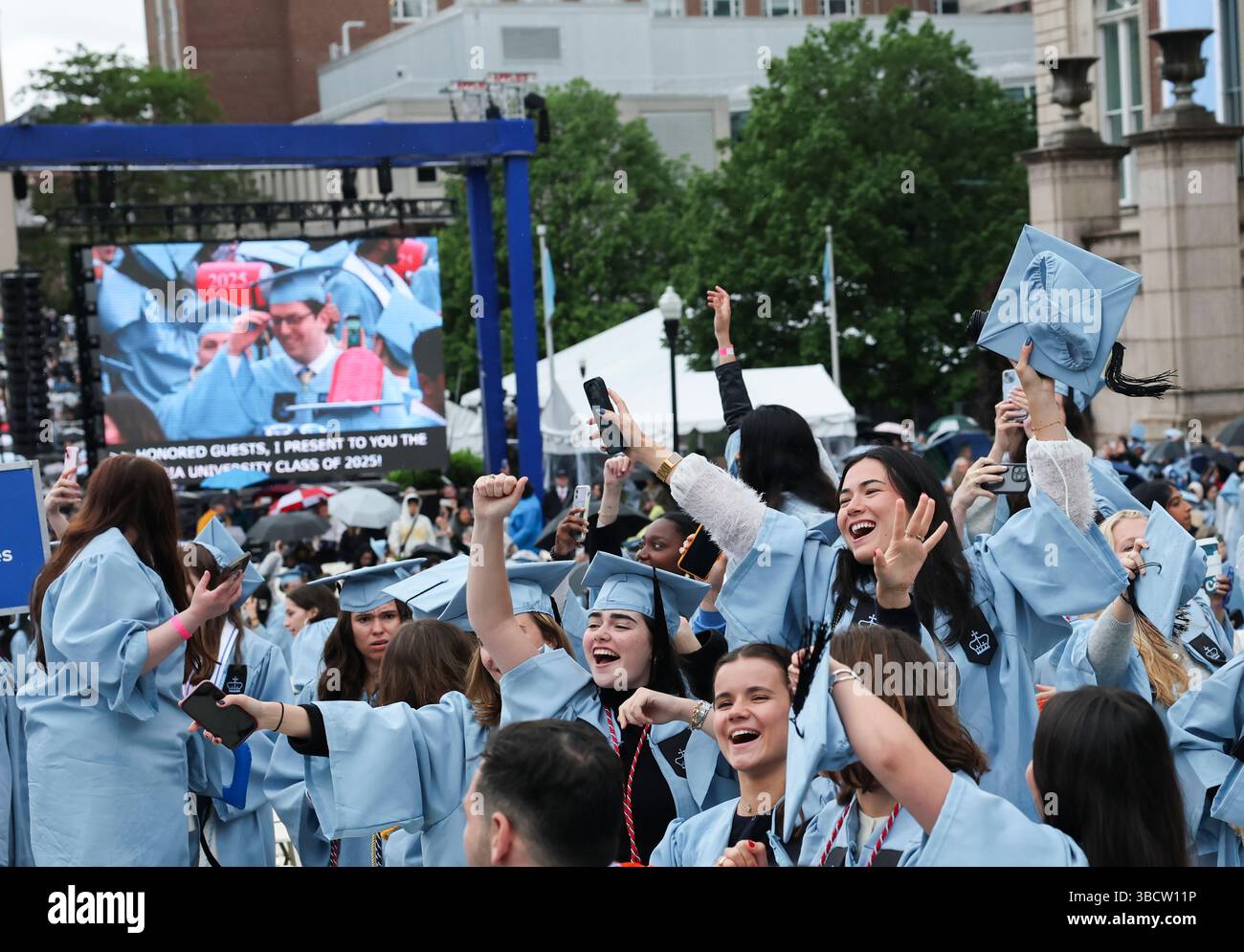 Students attend Columbia University commencement ceremony on Columbia's main campus, in ...