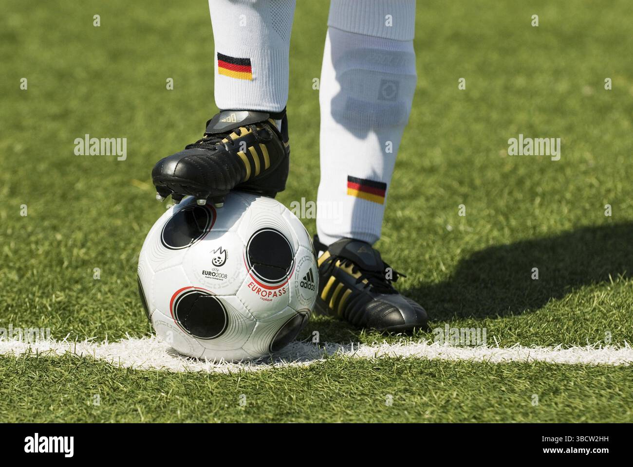 The foot of a German national football player standing on a replica of ...