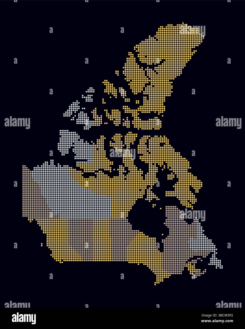 Canada dotted map. Digital style map of the country on dark background ...