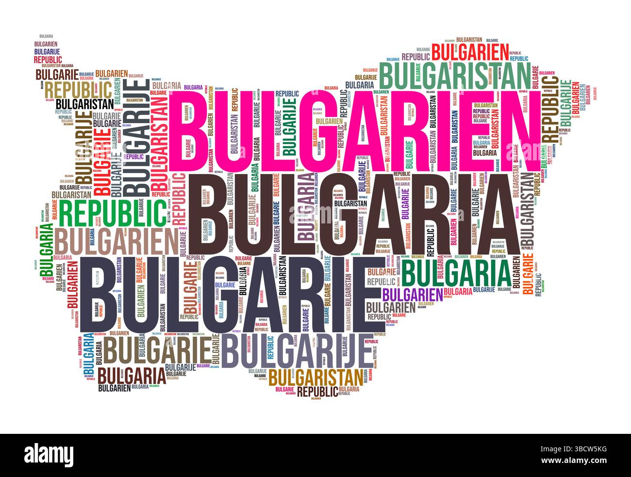 Bulgaria country shape word cloud. Typography style country ...