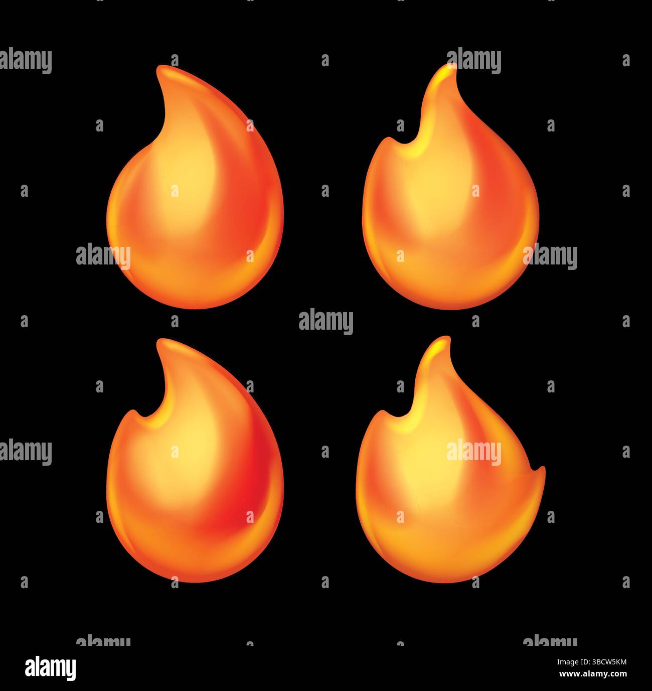 Cartoon fire icons. Orange symbols, flame emblems. Isolated bell fire ...